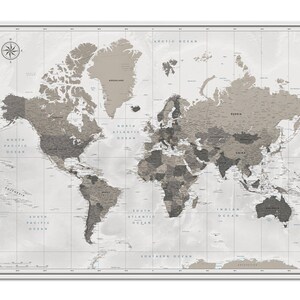 World Map Poster for Travelers Modern Design Travel Pin Map - Etsy