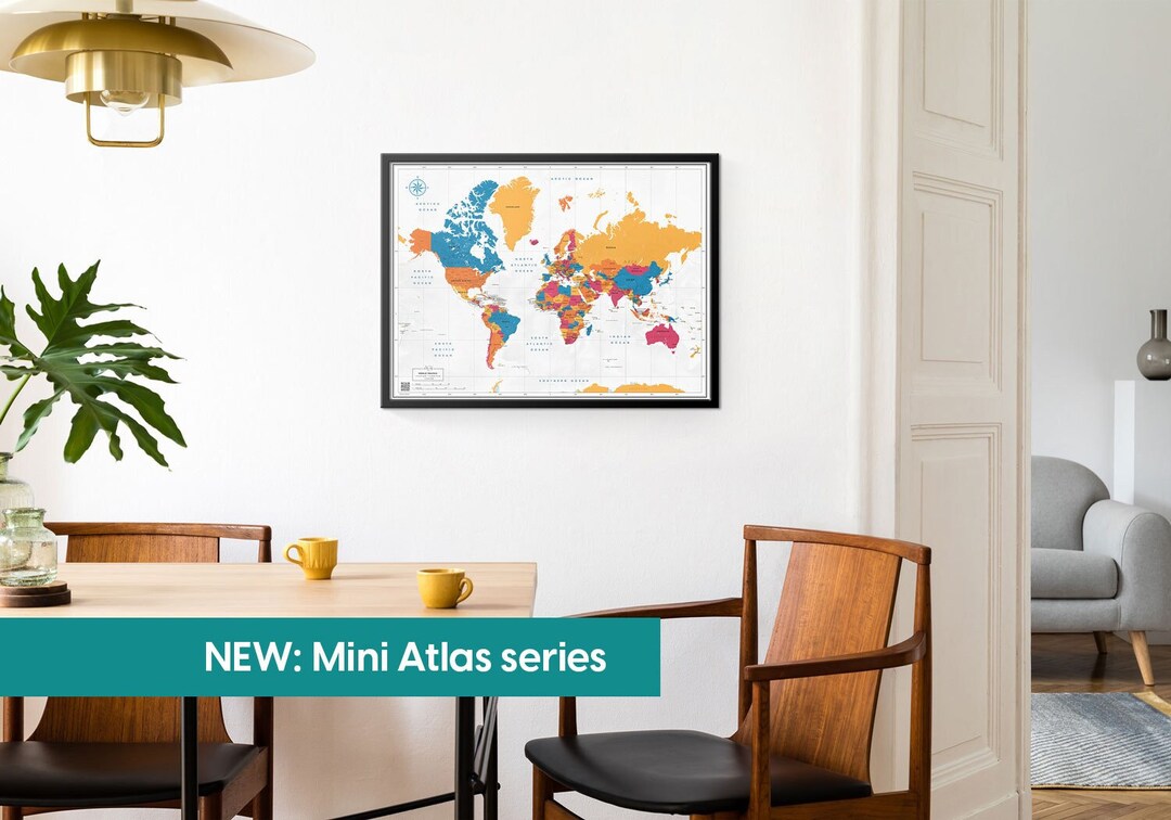 Mini-atlas Series: World Map With Pins, Push Pin Travel Map, Gift for ...