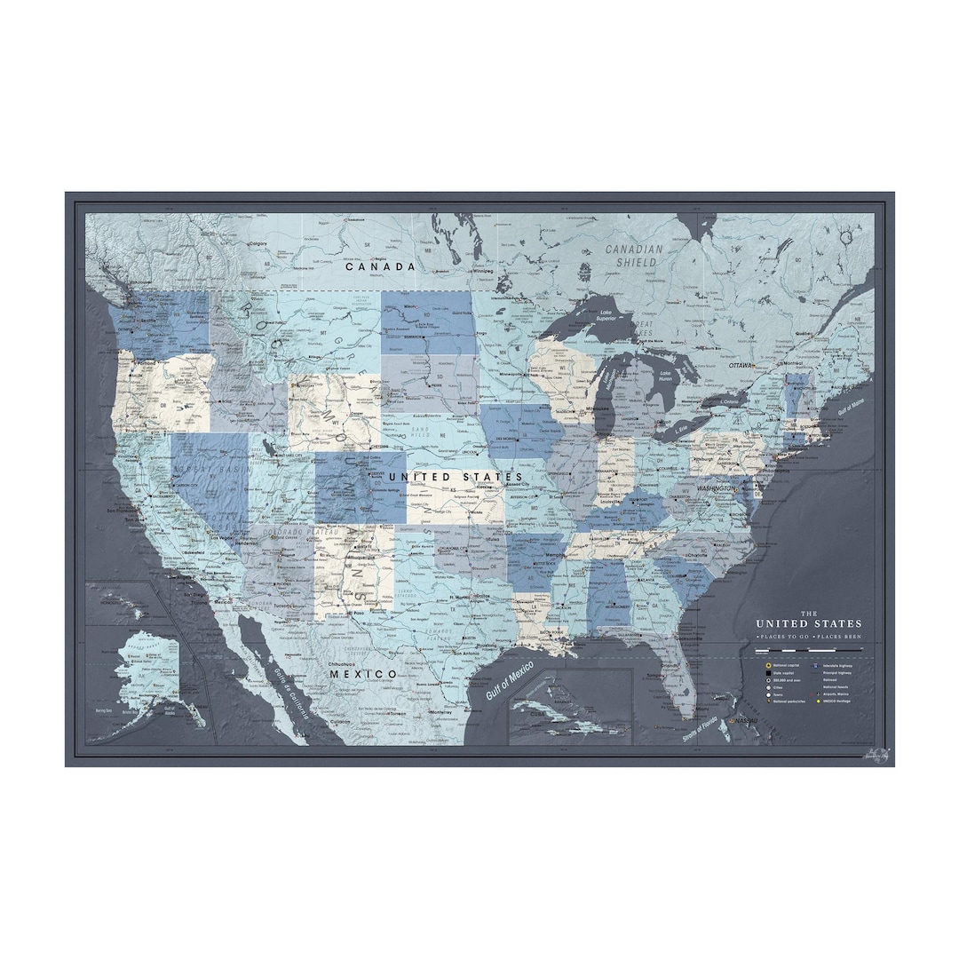 USA Push Pin Map Poster – Personalized Travel Pinboard - Etsy