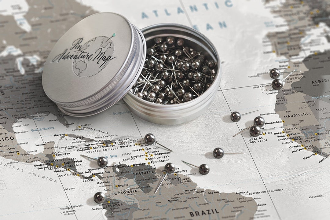 Map Push Pins - Metallic Black Color Pins for Pinmaps, Push Pins in ...