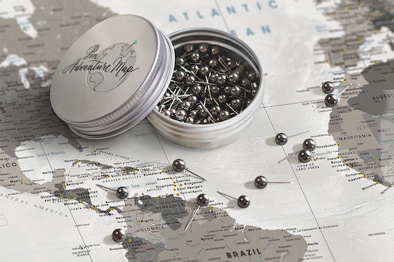 Map Push Pins Metallic Black Color Pins for Pinmaps Push - Etsy