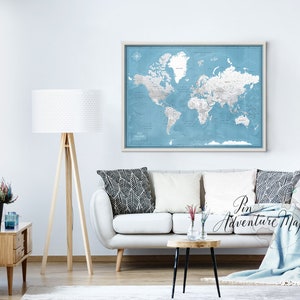 World Push Pin Map Framed Map With Pins Anniversary Gift - Etsy
