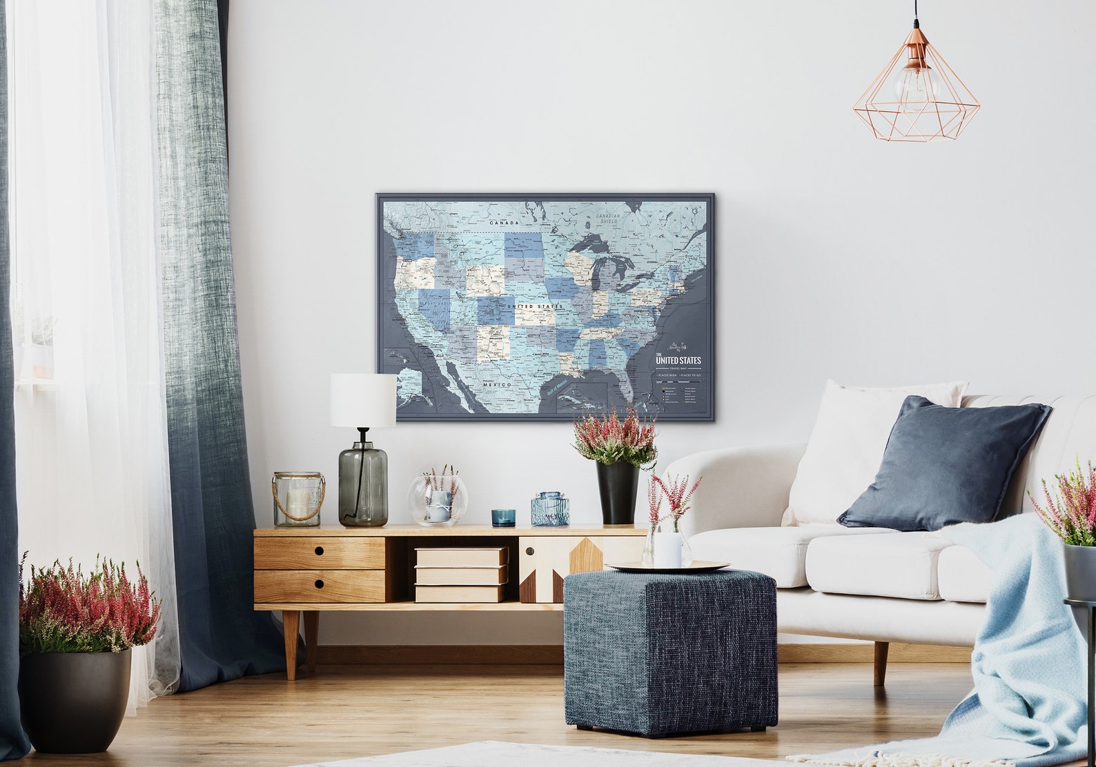 US Map Poster With Push Pins USA Map Poster Personalized - Etsy