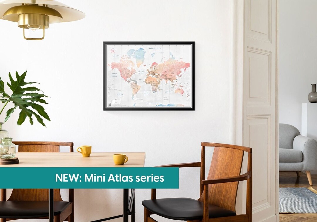 Mini-atlas Series: Canvas World Map, Push Pin Map Fro Travel Tracking ...