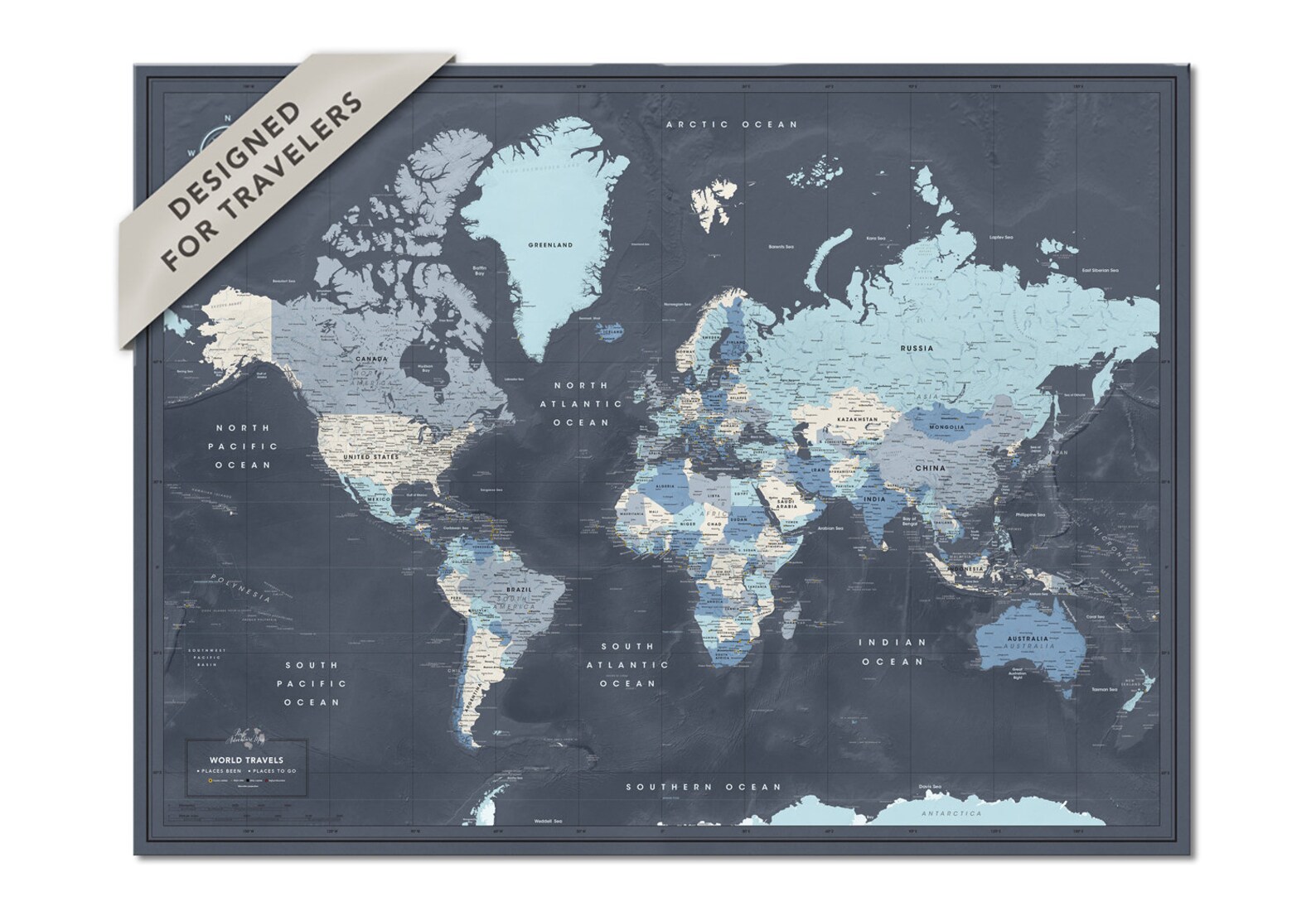 World Map Poster to Track Travels, Personalized Push Pin Travel Map ...