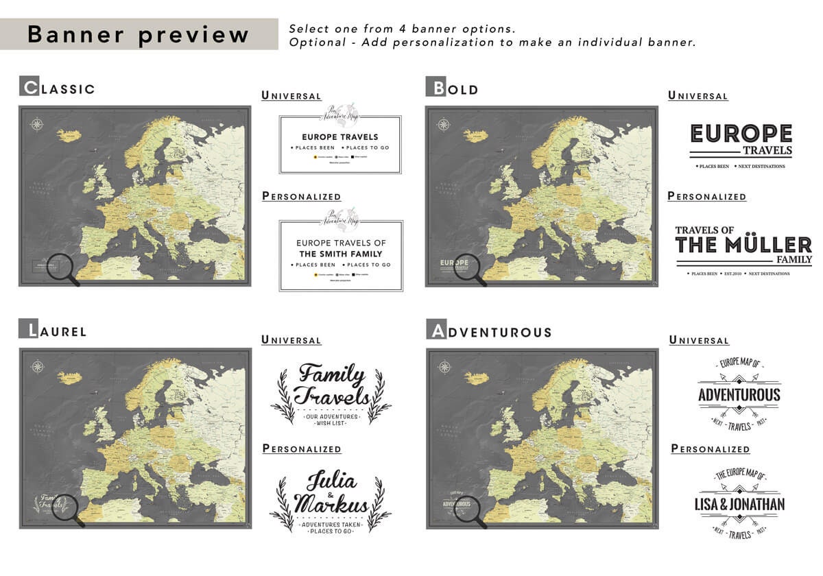 Europe poster Travel map with push pins European map Pin | Etsy