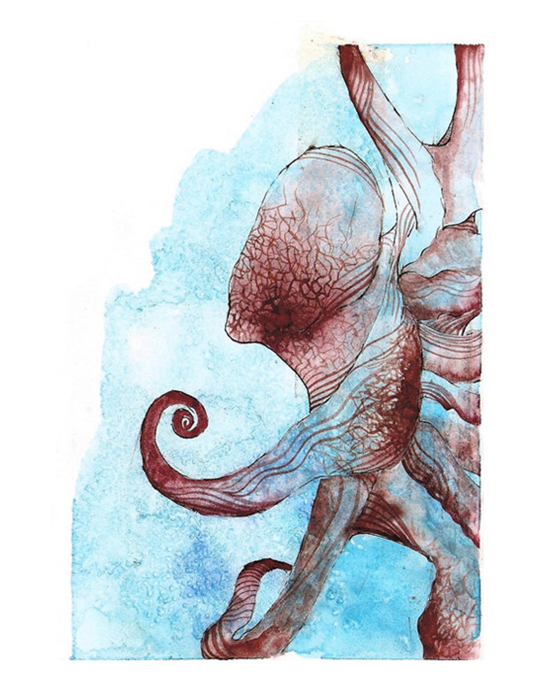 Octopus Painting - Coconut Octopus - Fine Art Print of 8"x10" Serene ...