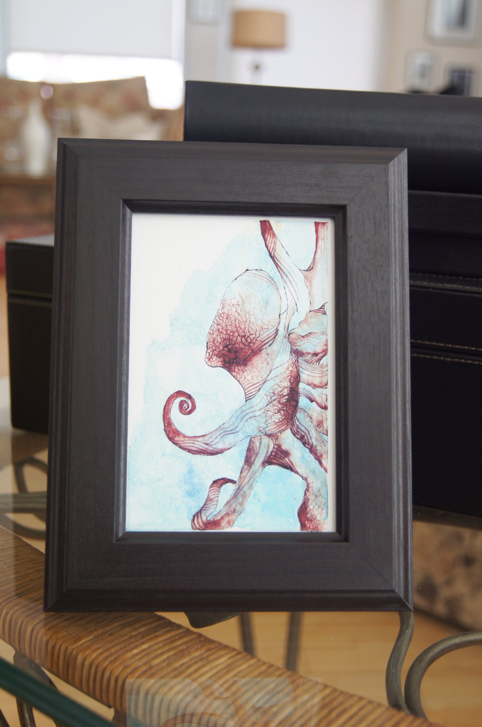 Octopus Painting Coconut Octopus Fine Art Print 1 of 4x6 Blue and ...