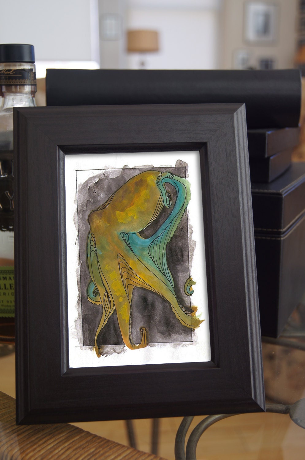 Octopus Painting - Tentative Octopus - Fine Art Print 4"x6" Colorful ...