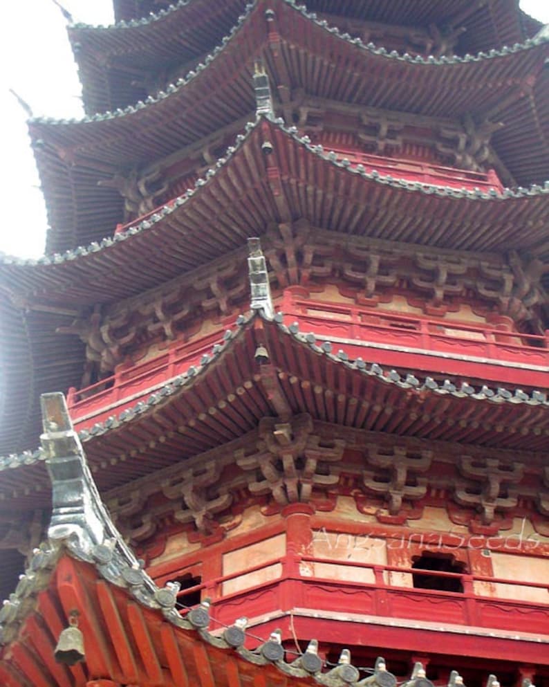 Oriental Pagoda Photo, Chinese Architecture, Red Tower, 8x10 Art Photo ...
