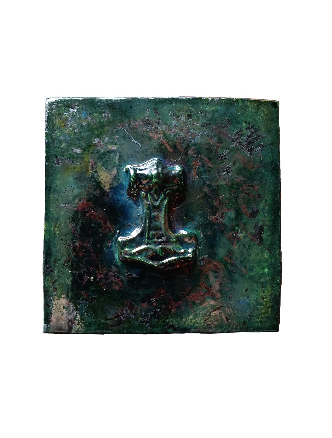 Handmade Celtic Cross Mjolnir Ceramic Tile: 3D Wall Art (3x3) - Etsy