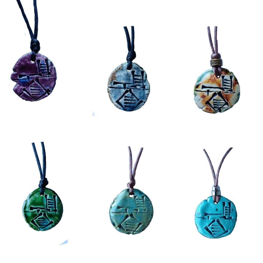 Cuneiform ENKI Necklaces Sumerian Pendants Ceramic Sumerian God of ...