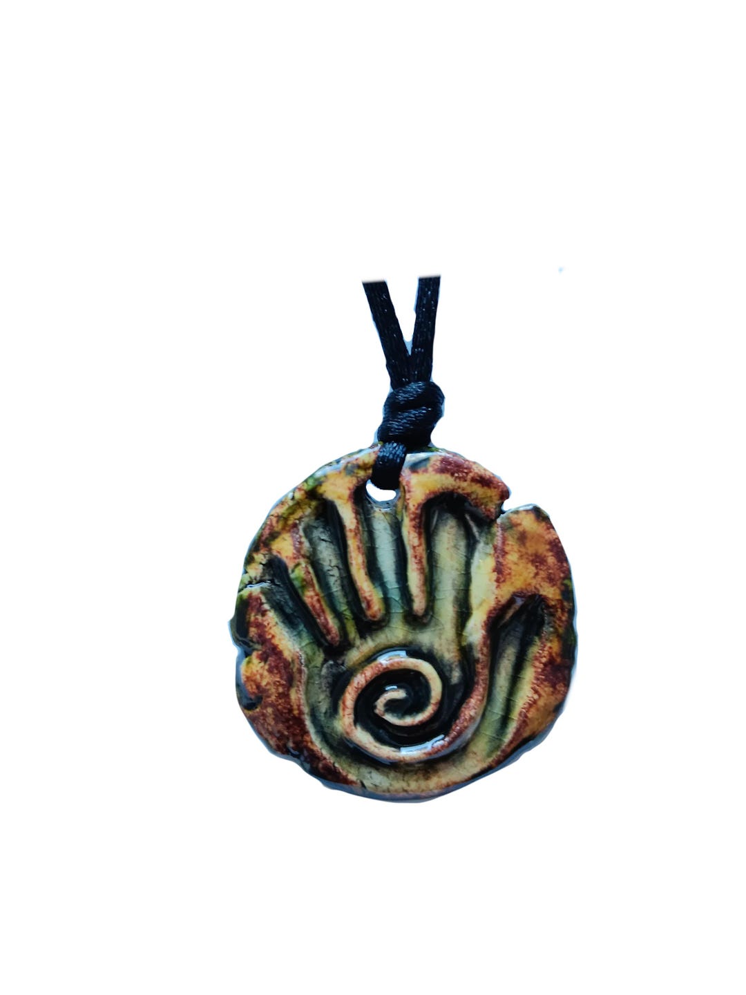 Hopi Hand Necklace Ceramic Pendant Shaman Healing Hand Native American ...