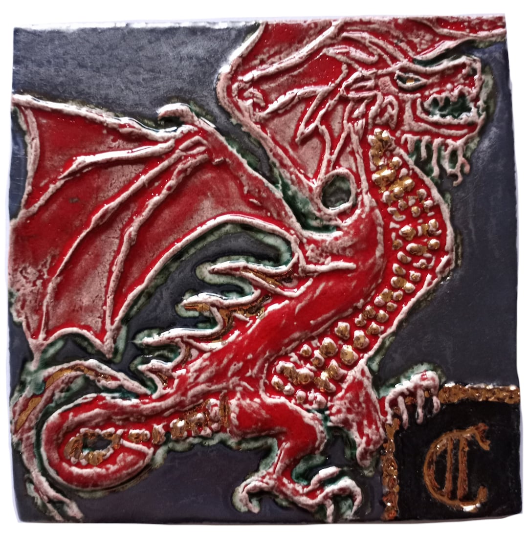 Ceramic Dragon Tiles 4 X 4 With Gold Highlights Various Colors - Etsy