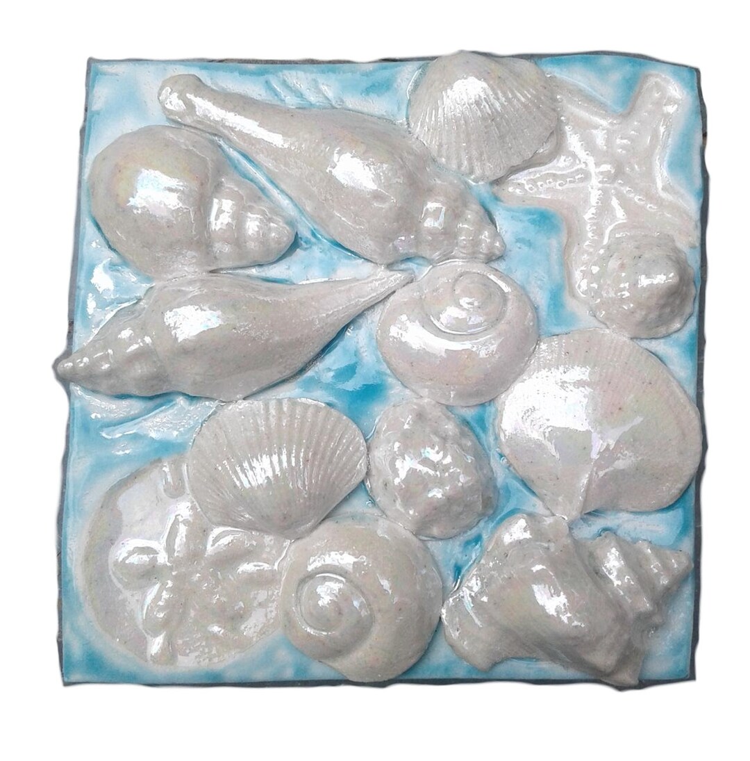 3 X 3 Seashell Porcelain Tile Turquoise Ocean - Etsy