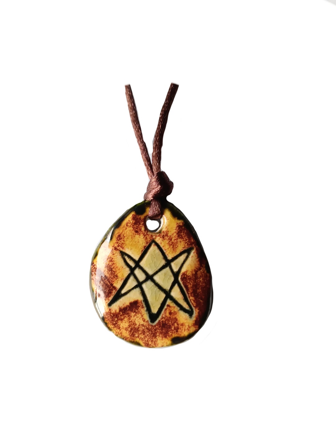 Aquarian Star Necklace Ceramic Unicursal Hexagram Pendant Seal of ...
