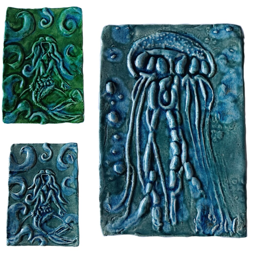 Mermaid Jellyfish Ceramic Tiles Ocean Decor 3 X 5 - Etsy