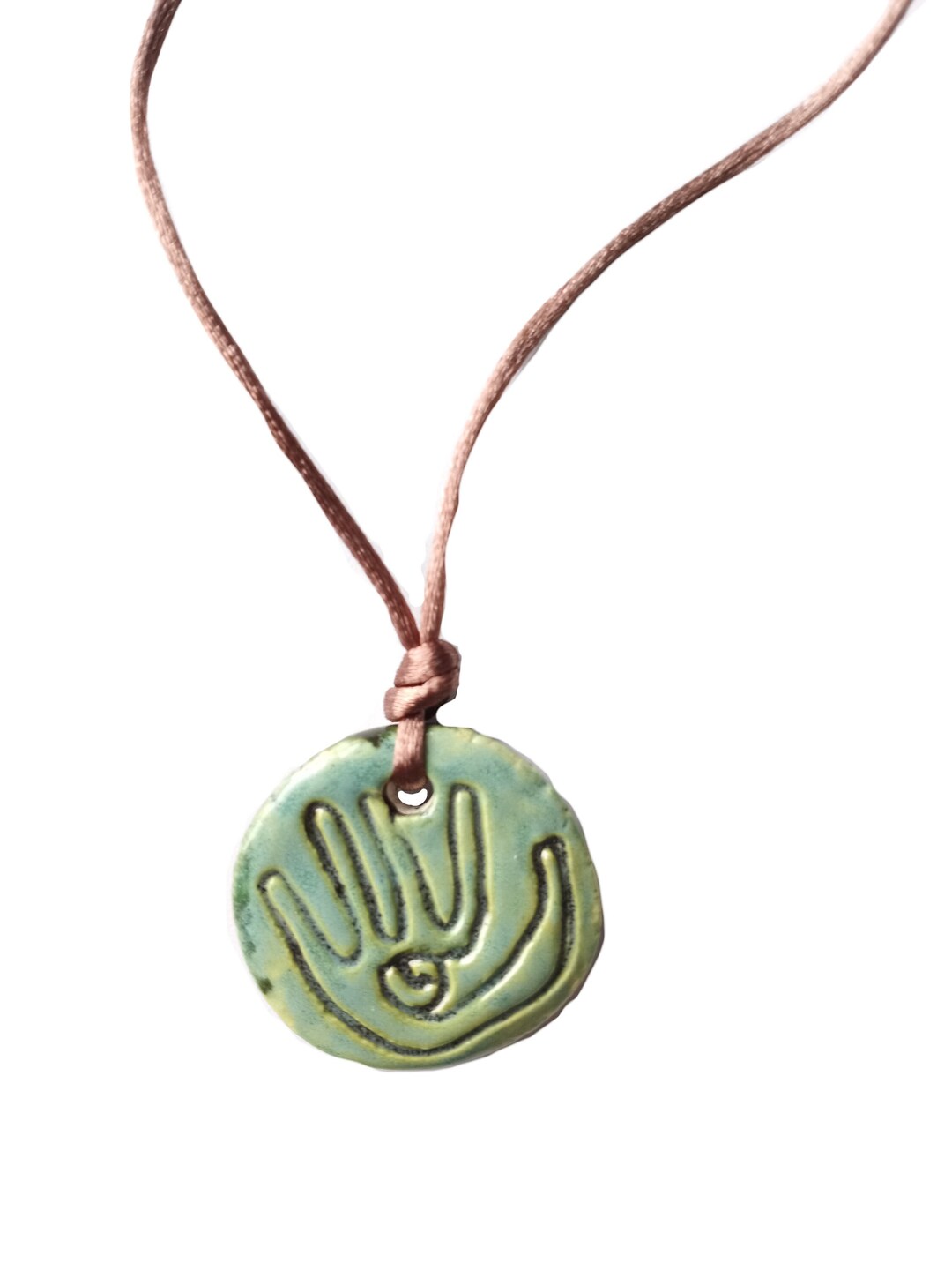 Hopi Hand Necklace Ceramic Pendant Shaman Healing Hand Native - Etsy