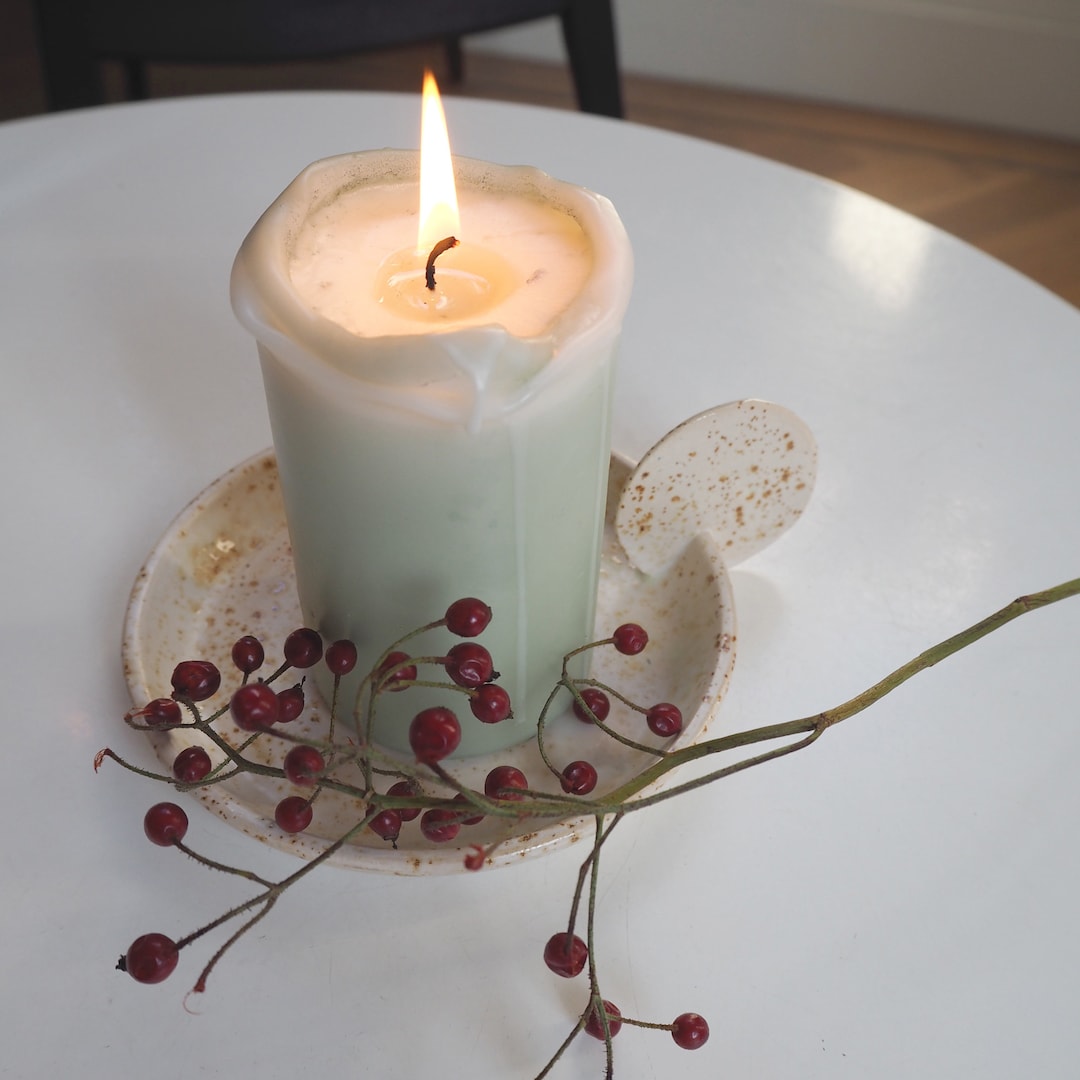 Kaarsen Plateau of Presenteer Bordje Met Oor Offwhite Met Bruine ...