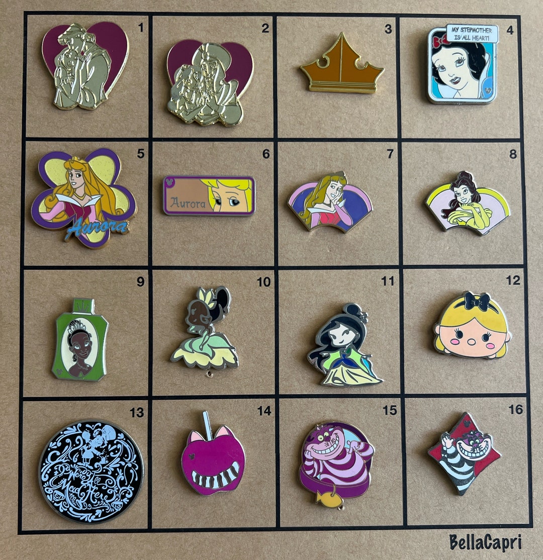 Disney Pins Set A, Alice in Wonderland, Cheshire Cat, Mad Hatter ...