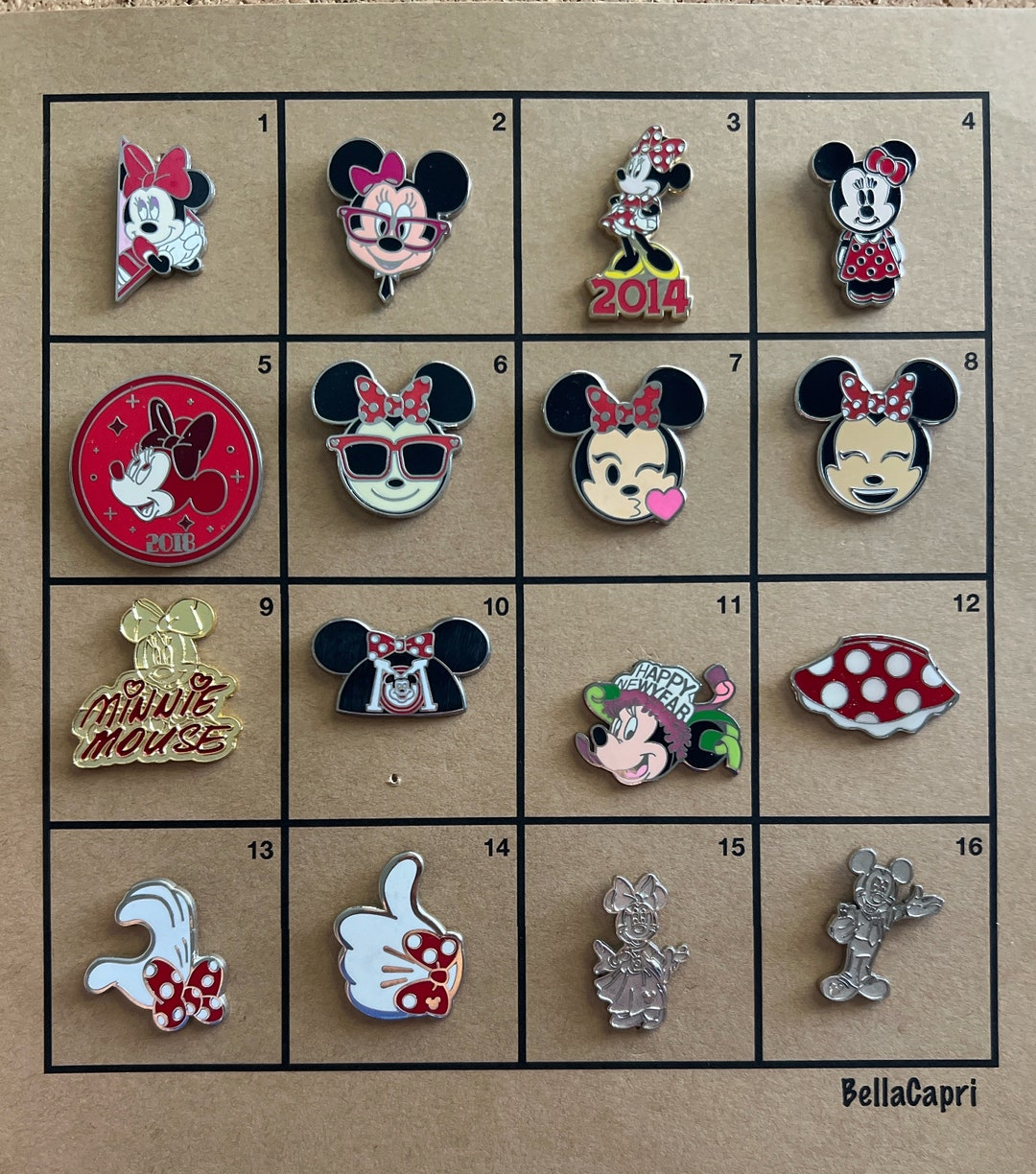 Disney Pins - Set G - Mickey Mouse, Minnie Mouse, Emoji, Glasses, Nerd ...