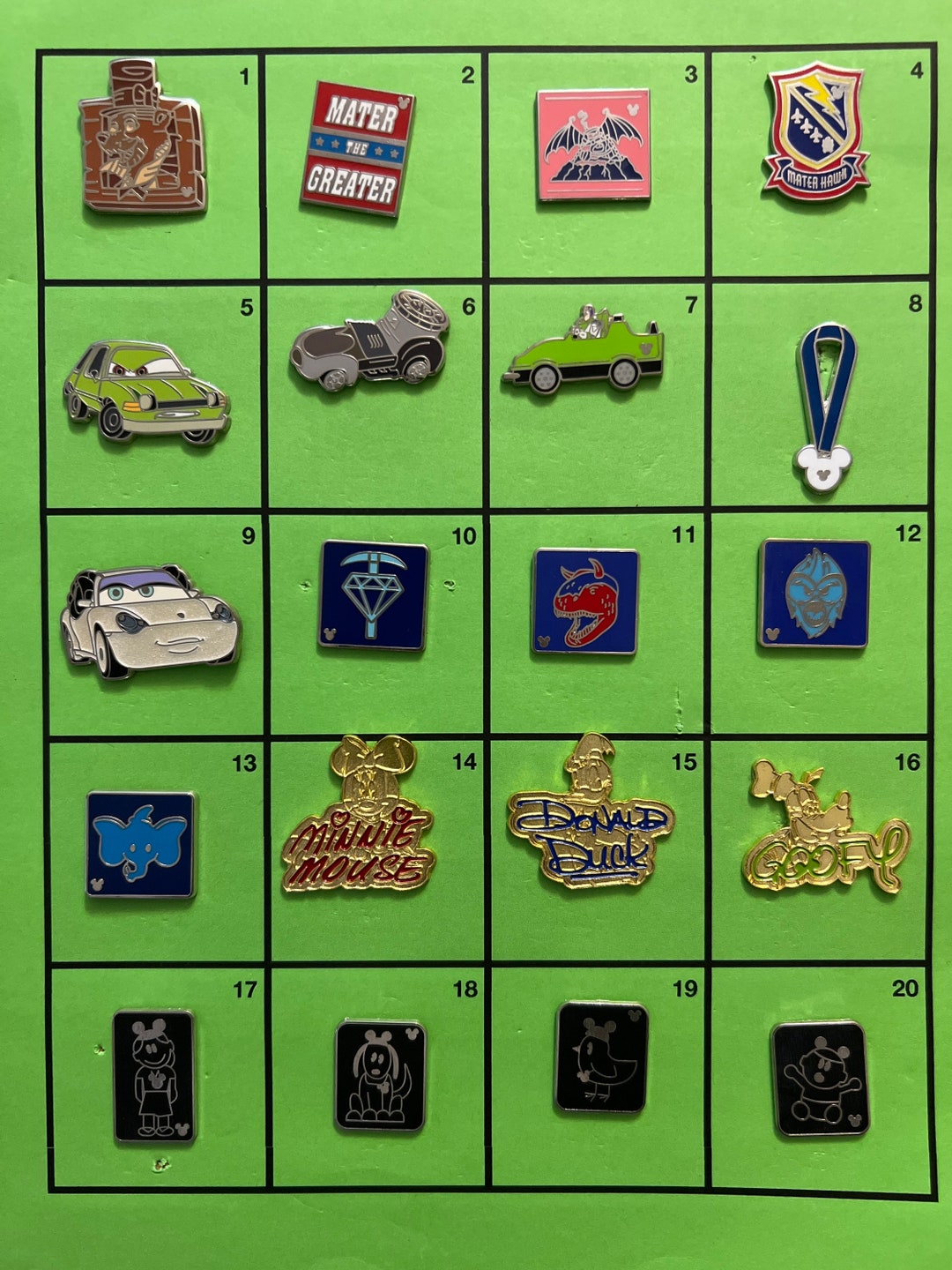 Disney Pins Set E Cars, Icons, Signatures, Hidden Mickey, Car Decal ...