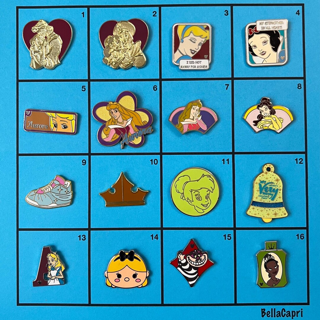 Disney Pins - Set A, Alice in Wonderland, Cheshire Cat, Mad Hatter ...