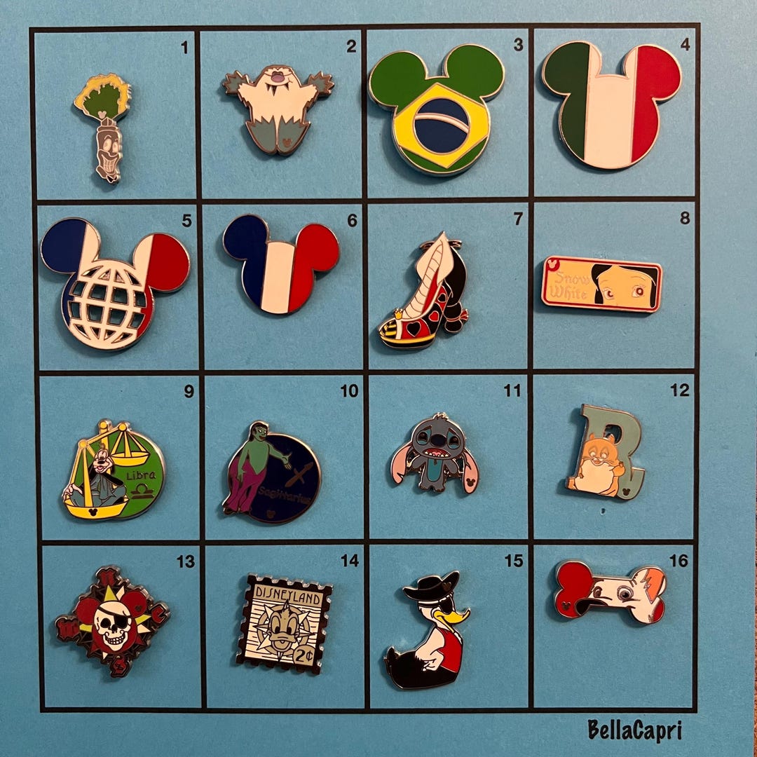 Disney Pins - Set K - Hidden Mickey, Mickey Mouse, Minnie Mouse, Safety ...