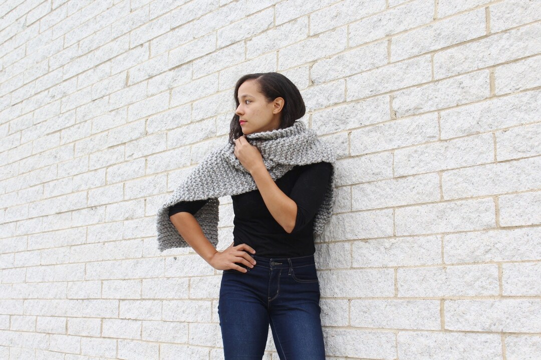 Long Grey Knit Wool Scarf, Squishy Knit Scarf- the Seoul Scarf- Gift ...