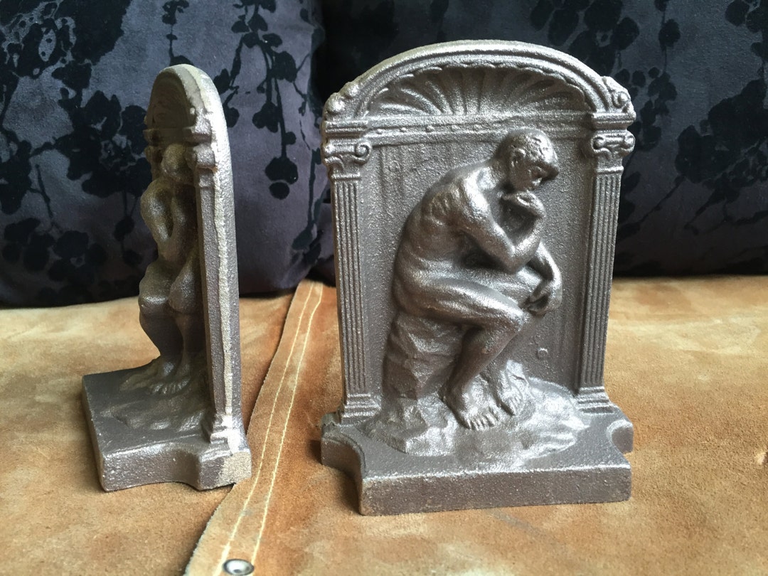 The Thinker Bookends - Handcrafted Brass Library Decor - Etsy