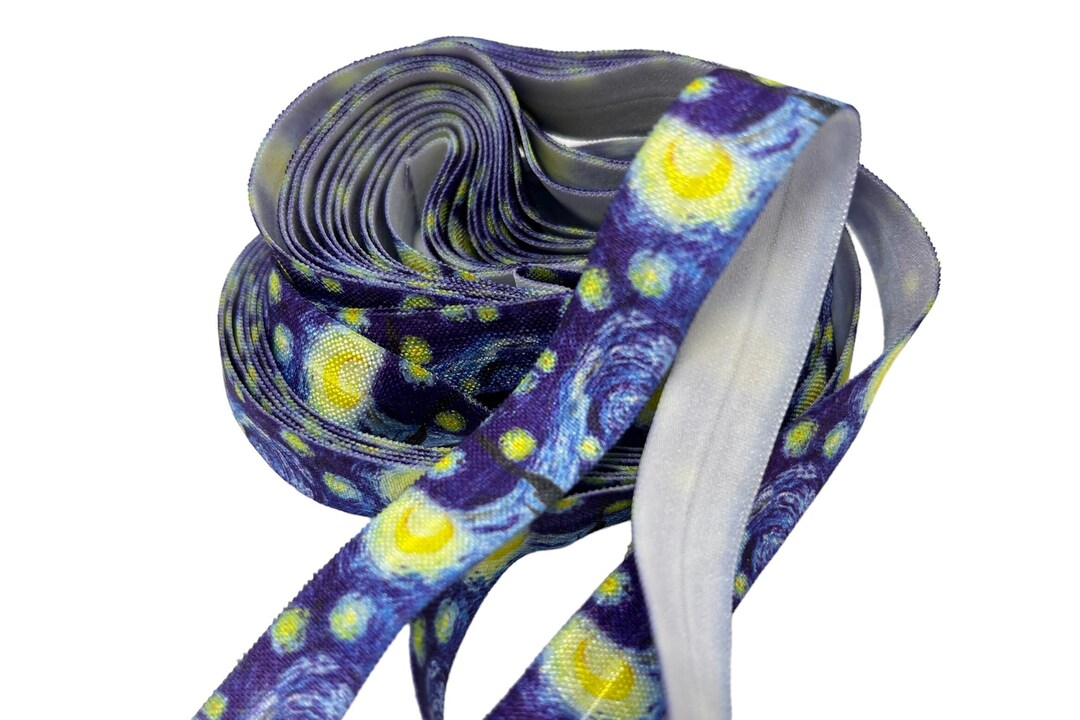 5/8 Inch Starry Night Vincent Van Gogh Fold Over Elastic: FOE by the ...