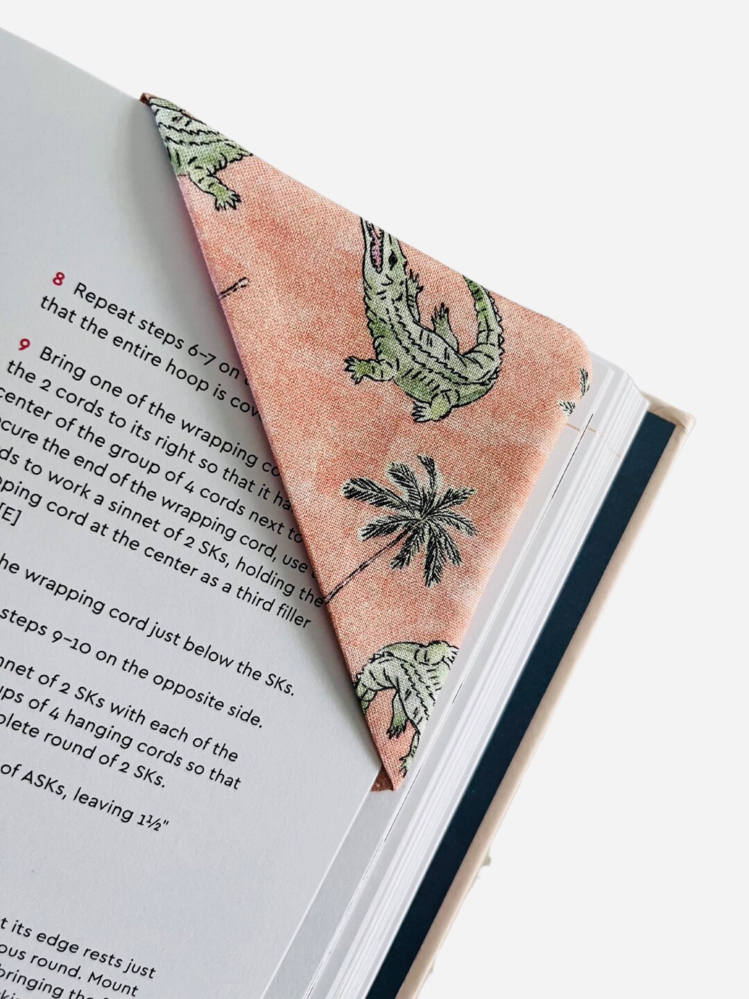Peach Alligator Bookmark, Palm Tree Bookmark, Cotton Bookmark, Gift for ...
