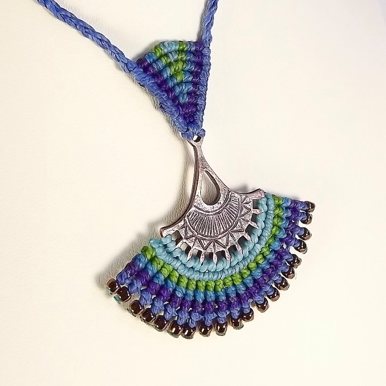 Macrame Necklace Peacock Necklace Fan Necklace Boho - Etsy
