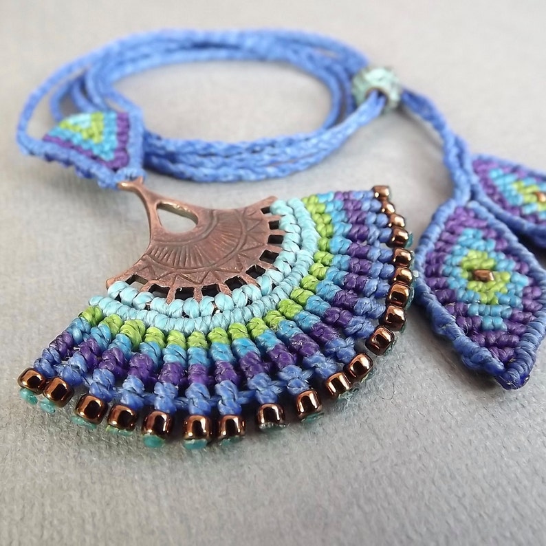 Macrame Necklace, Peacock Necklace, Fan Necklace, Boho Necklace - Etsy