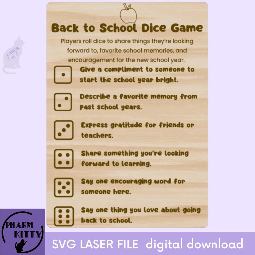 SVG Back to School Dice Game File, Gift for Teacher, Dice Game Svg ...