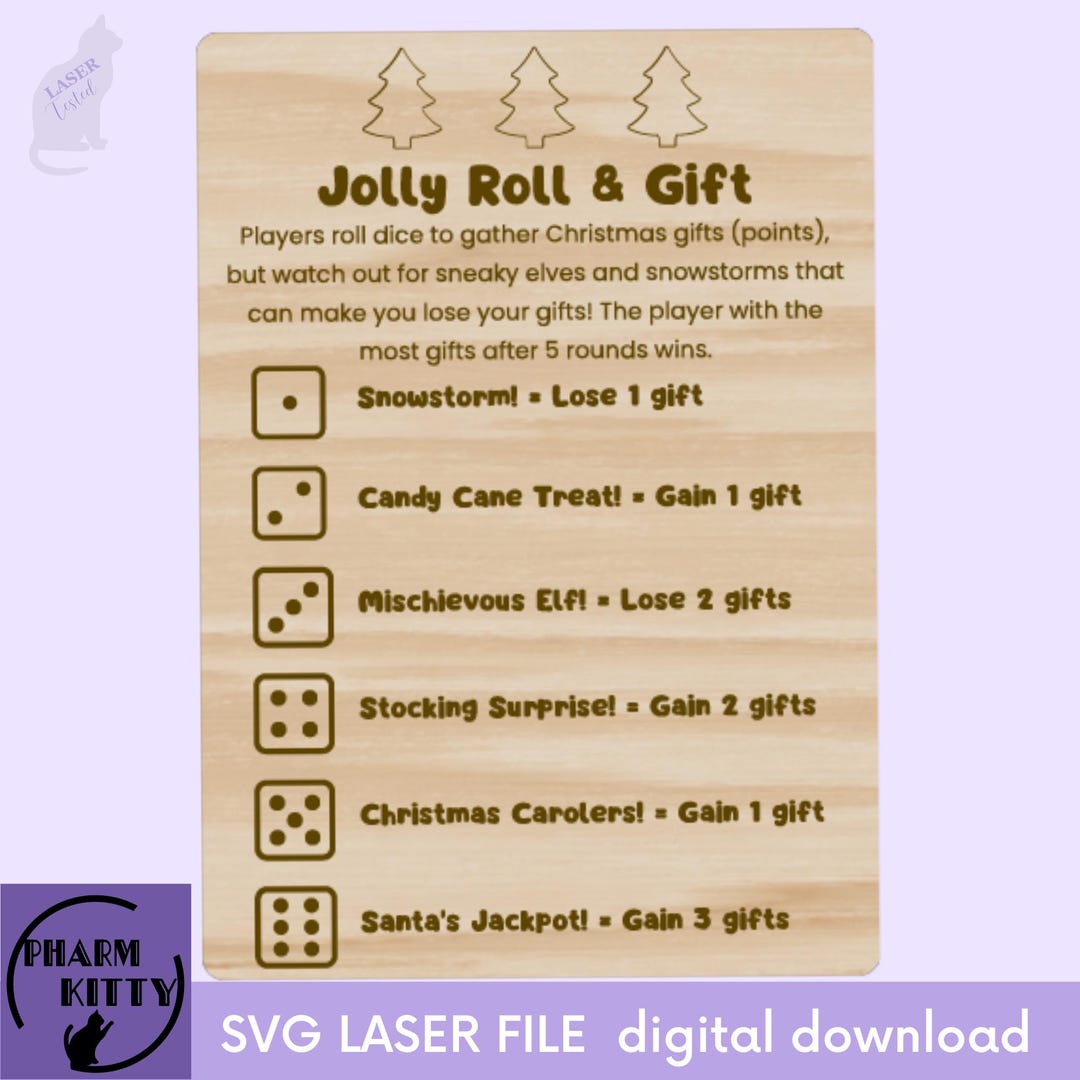Jolly Roll Dice Game SVG File, Christmas Family Activity (digital ...