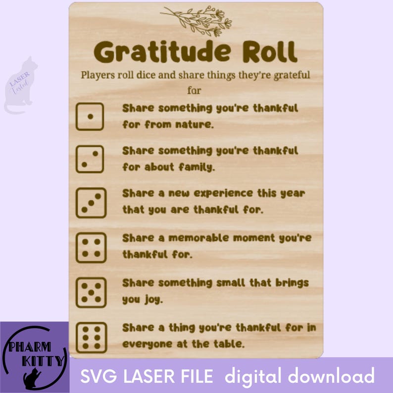 SVG Gratitude Dice Game File, Thanksgiving Tradition File, Dice Game ...