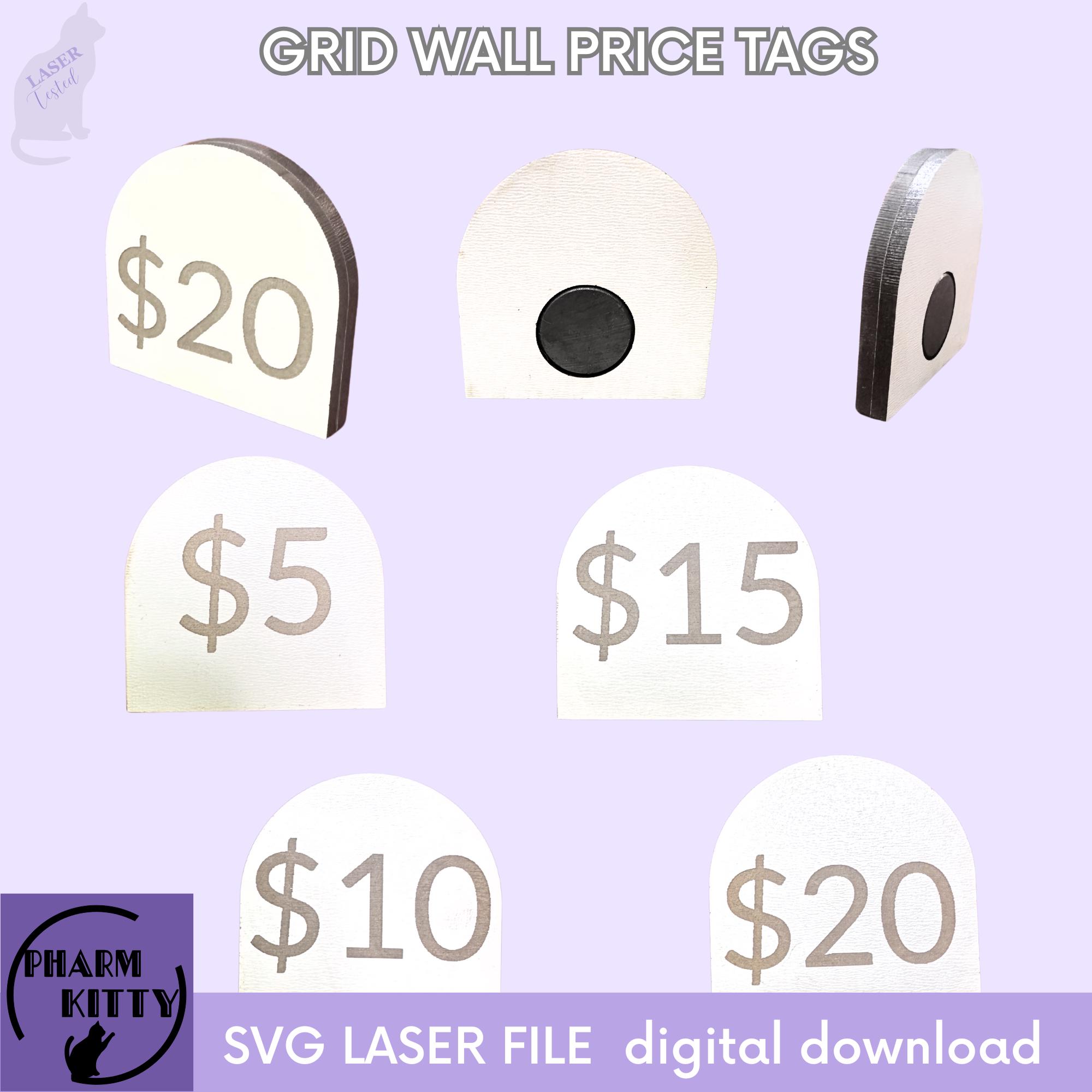 Grid Wall Price Tag SVG File, Magnetic Display, Laser Cut File - Etsy