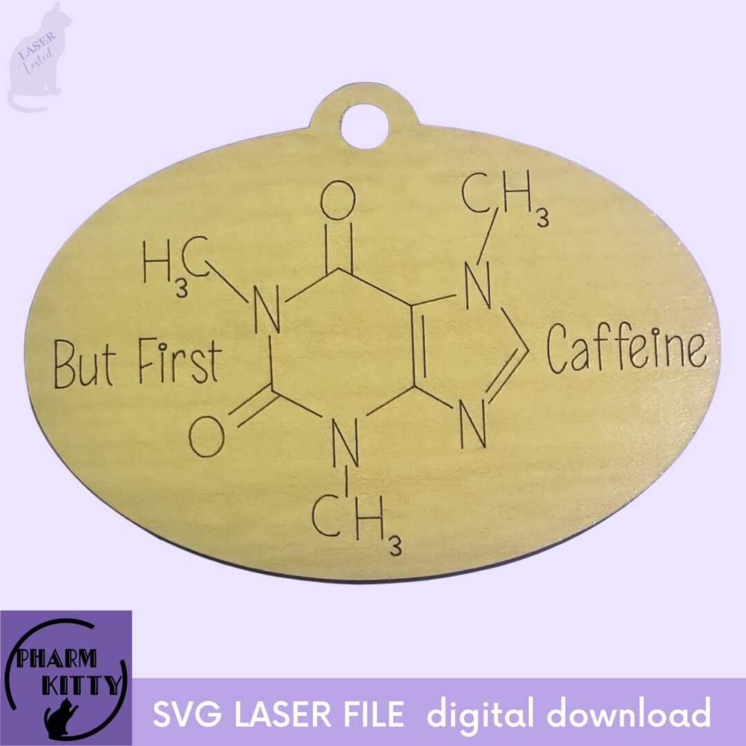 Caffeine Molecule Wood Embroidery SVG, Diy Chemistry Decor, Laser Cut ...
