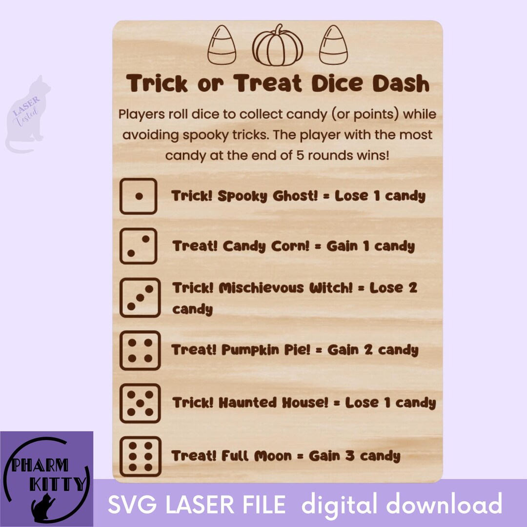 Halloween Dice Game SVG File for Laser Cutting - Etsy
