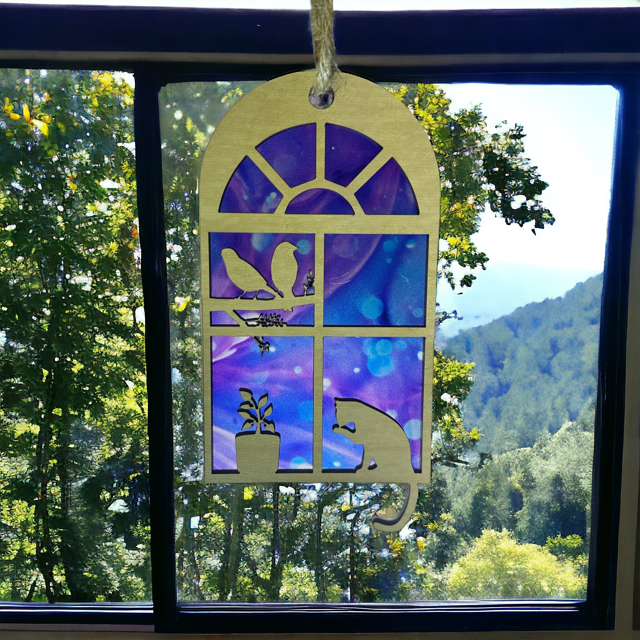 Cat Licking Paw Window Sun Catcher SVG, Gift for Cat Lover, Sun Catcher, Laser File, Cats and ...