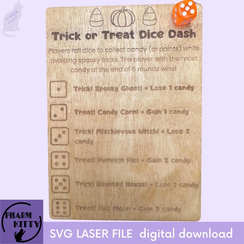 Halloween Dice Game SVG File for Laser Cutting - Etsy