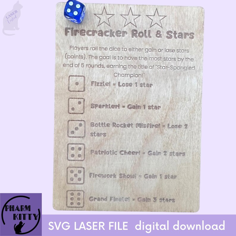 Firecracker Game SVG File for Laser Cutting Fun Patriotic Dice Game 4th ...