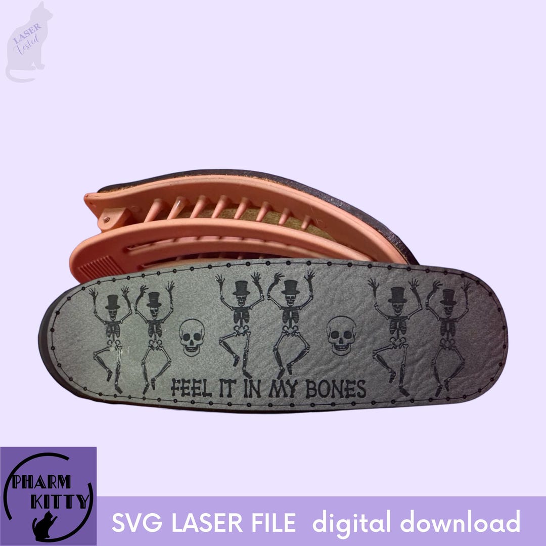 Skeleton Dancing Hair Clip SVG, Laser Cut Leather File (digital ...