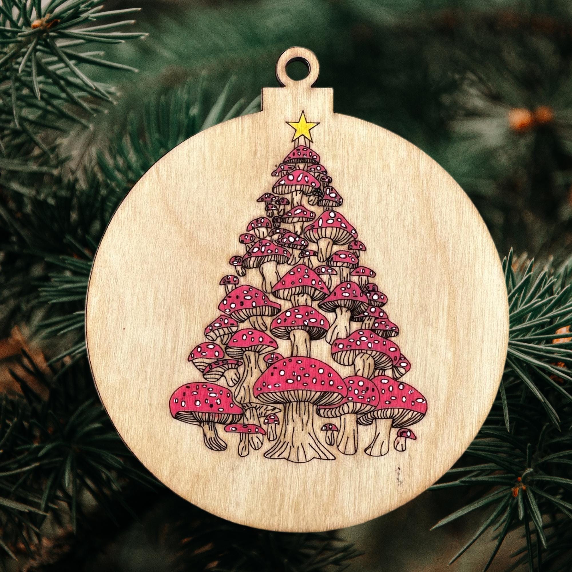 Mushroom Tree Ornament SVG, Laser Cut Fungi Christmas Decor (digital ...