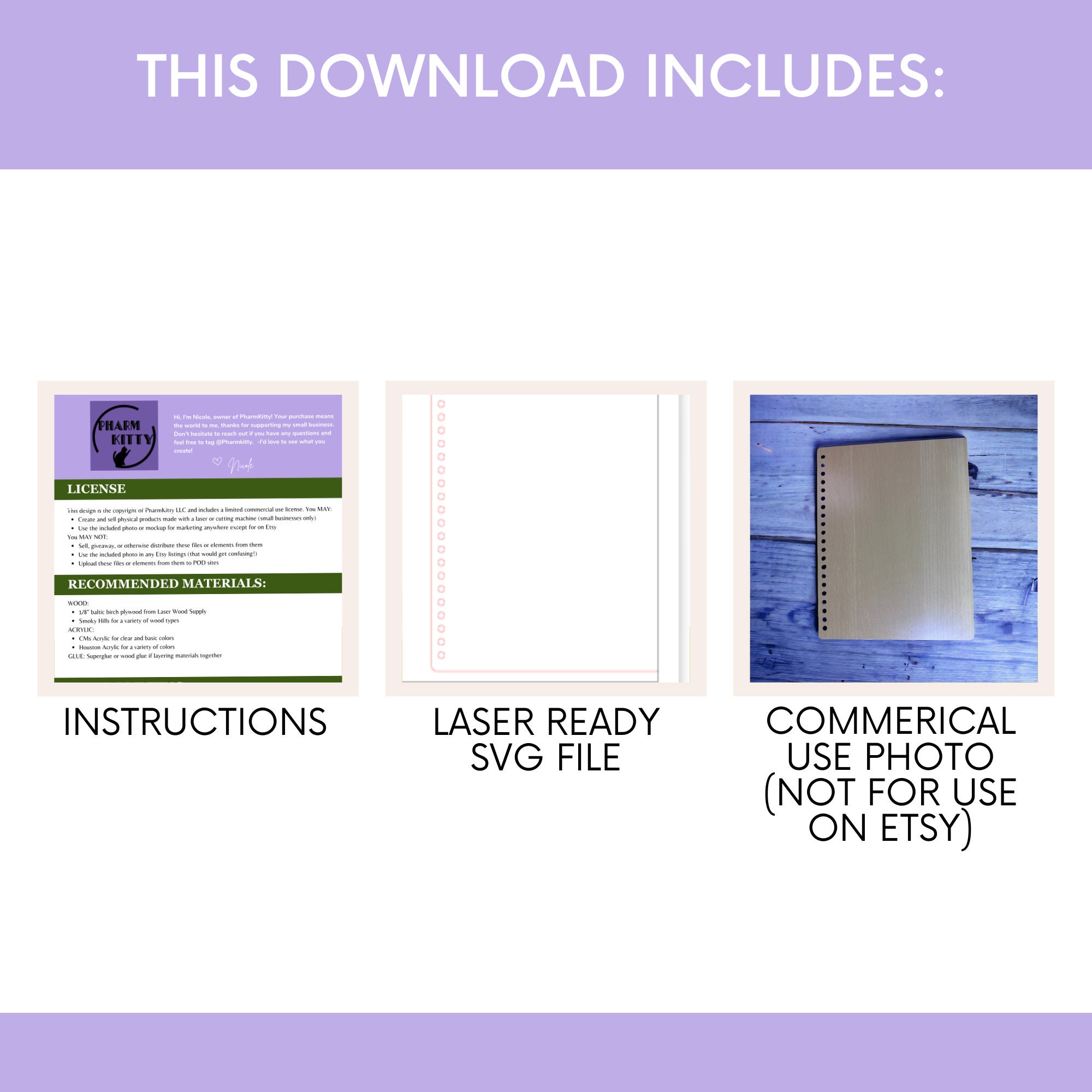 Notebook Cover Template, Notebook SVG File, Cover Laser File, DIY Gift ...