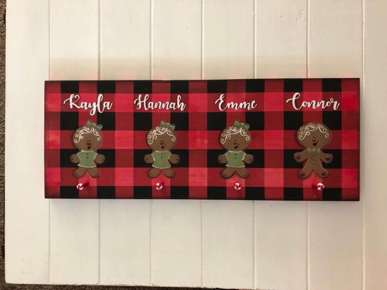 Personalized Gingerbread Stocking Hanger: Hand Painted Christmas Decor ...