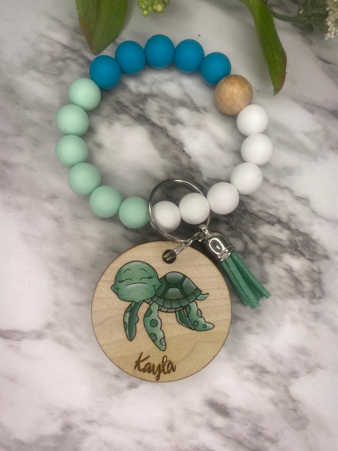 Personalized Silicone Wristlet, Custom Keychain, Silicone Bead Wristlet ...