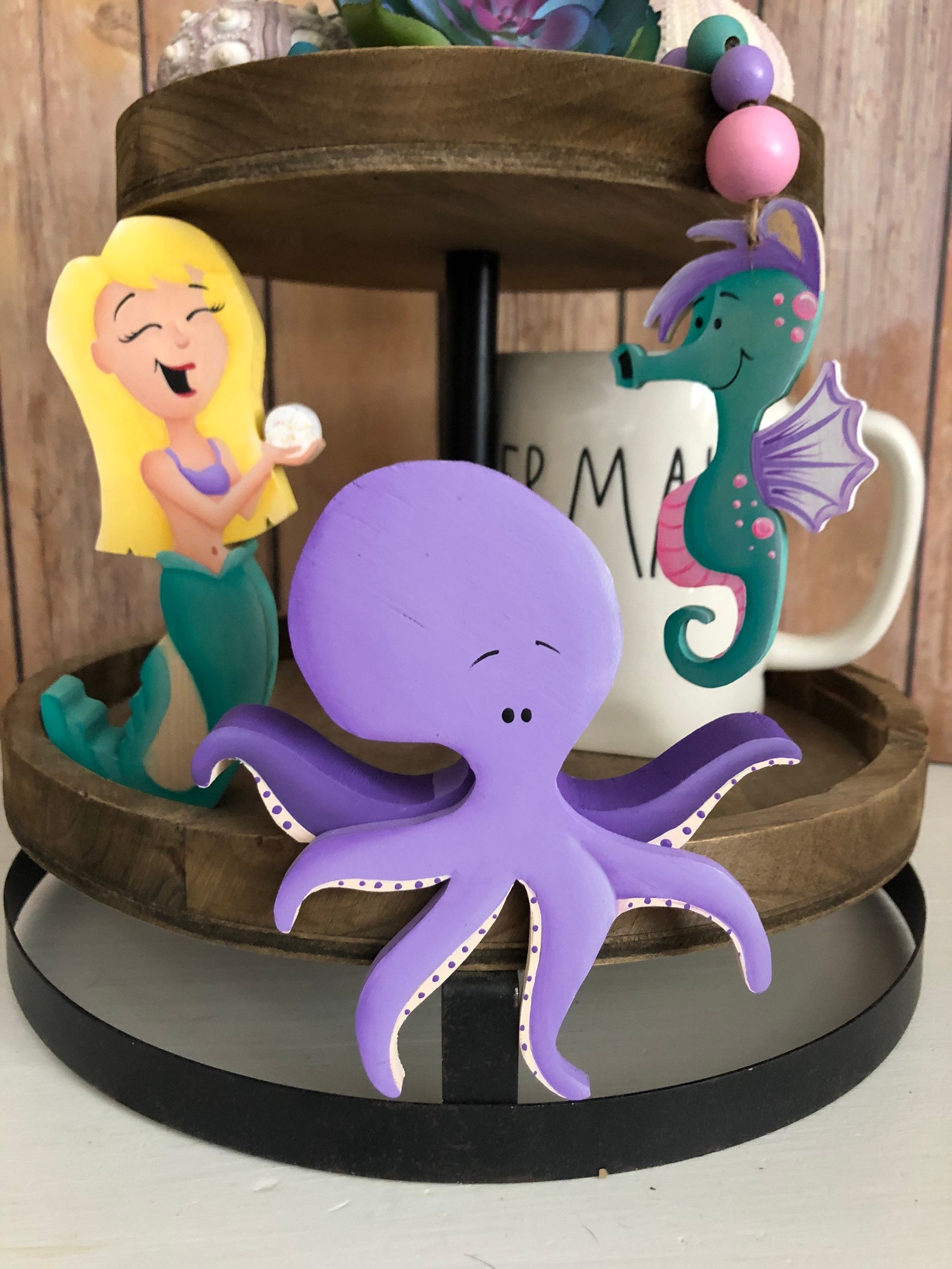 Summer Tiered Tray Decor Mermaid Tiered Tray Summer | Etsy