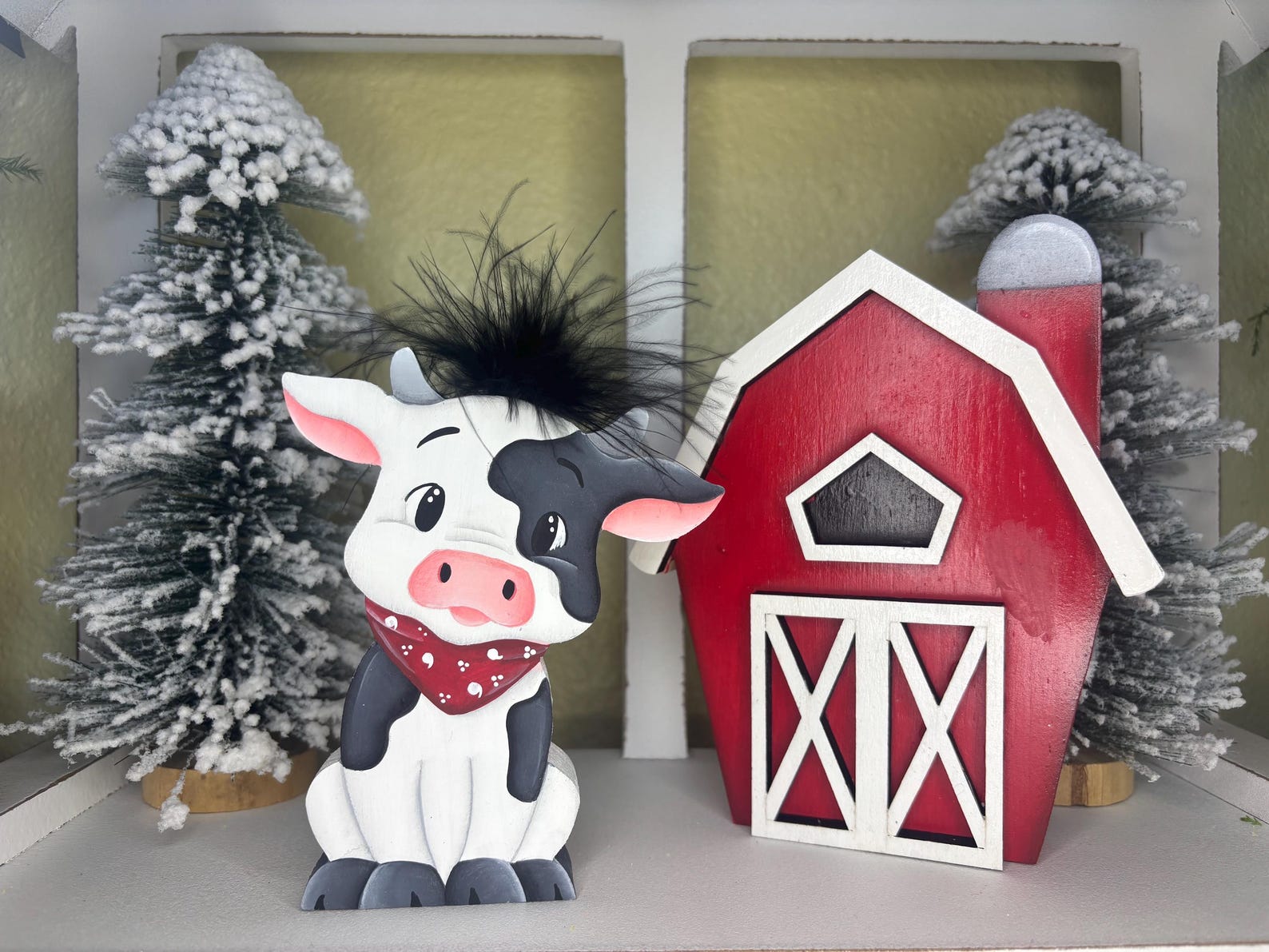 Hand Painted Cow Shelf Sitter: Farm Tiered Tray Decor - Etsy